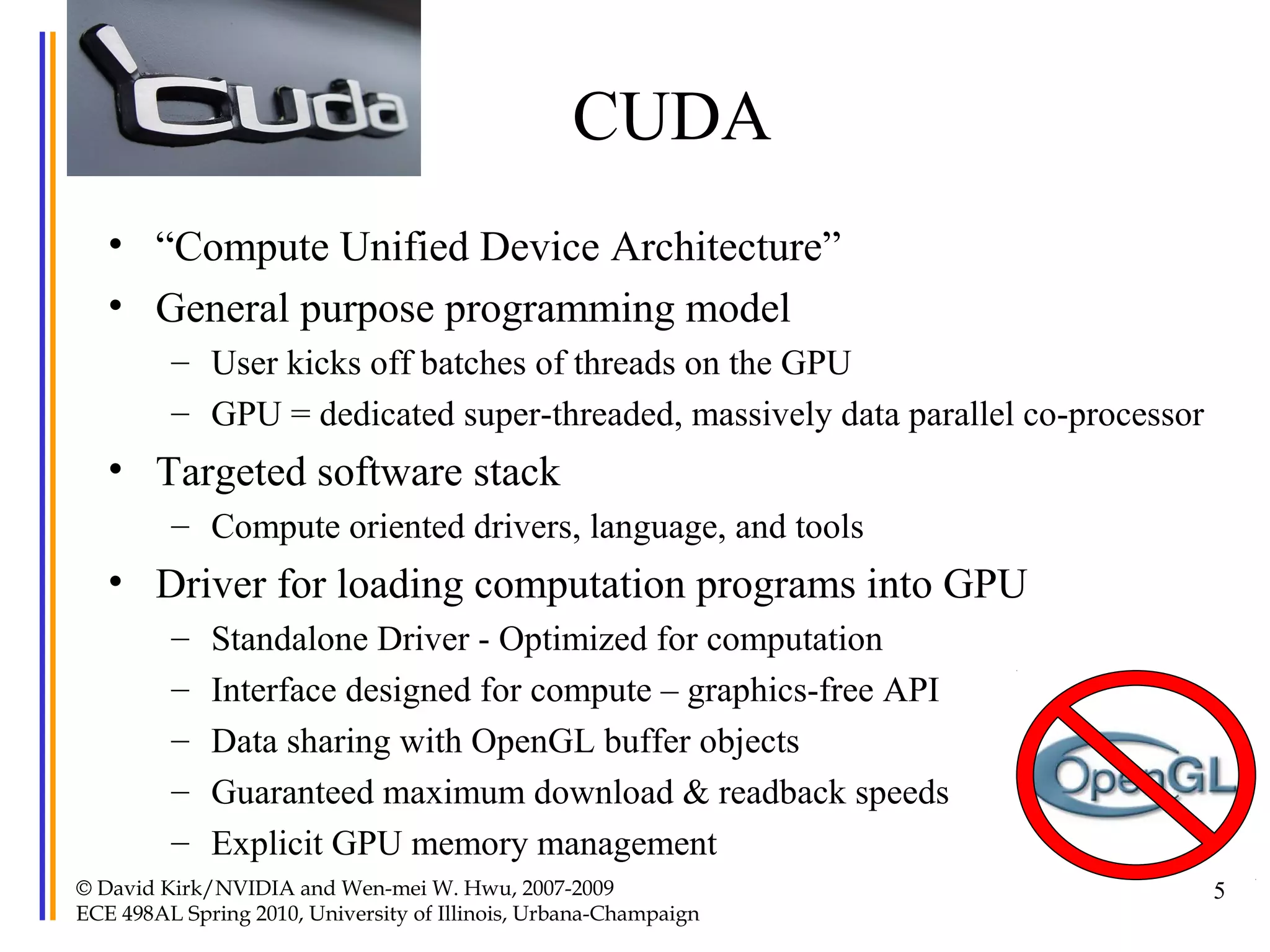 Lecture2 cuda spring 2010 | PPT | Operating Systems | Computer Software and Applications