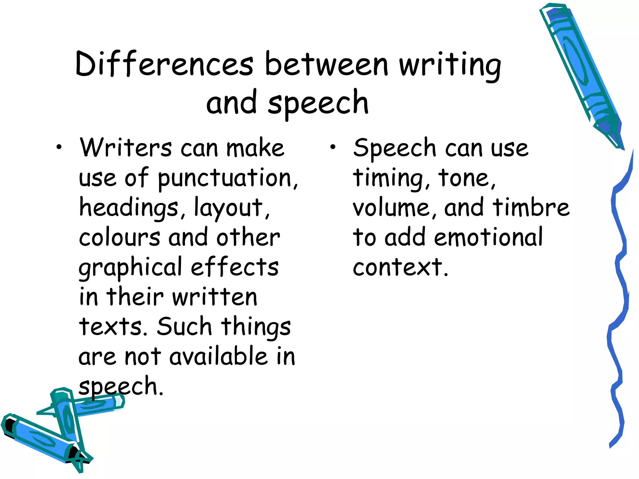 Lecture 2 Differences between Writing & Speech | PPT