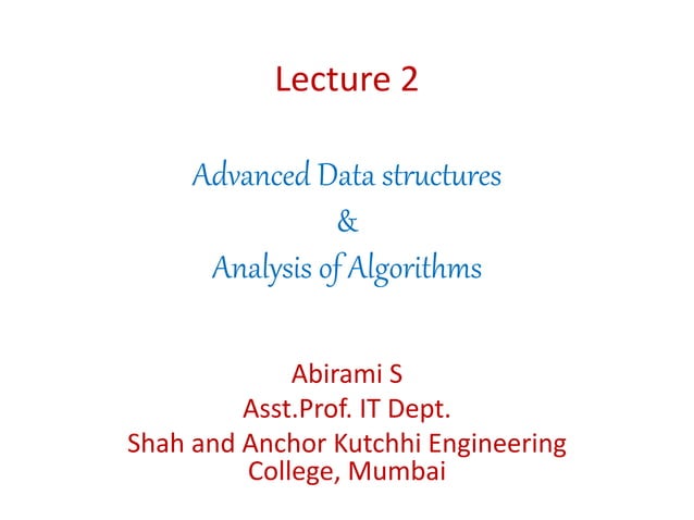 Lecture 2 Data Structure Introduction | PPT Lecture 2 Data Structure Introduction | PPT