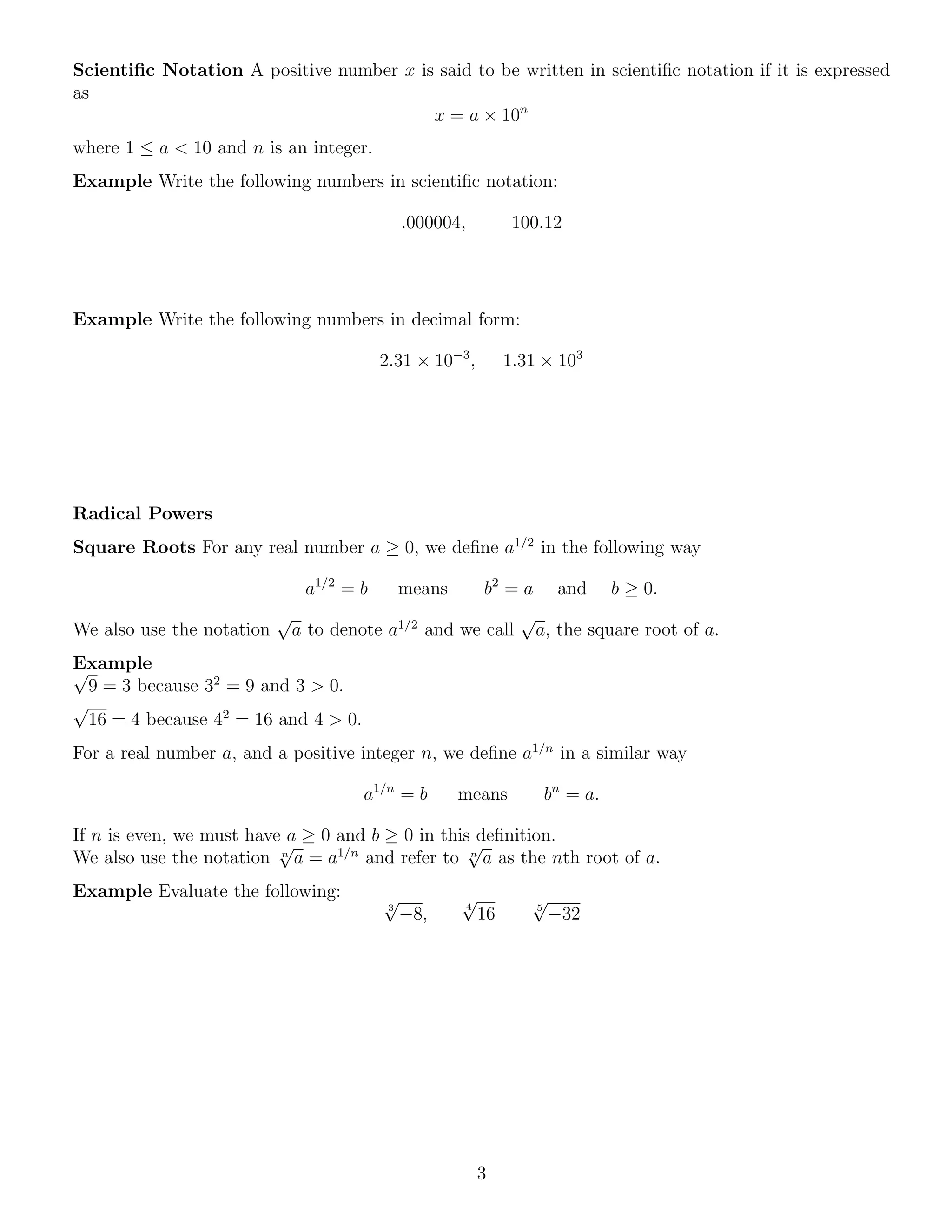 Lecture 2, exponents and radicals | PDF