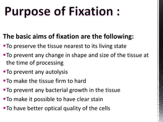 Principles, Methods and Types of Fixatives | PPTX