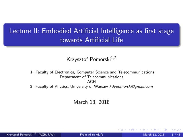 From embodied Artificial Intelligence to Artificial Life | PDF | Artificial Intelligence ...