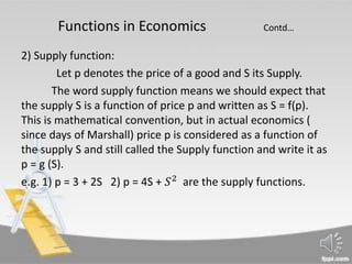 Functions in Economics Part-I.pdf | Business | Business and Finance