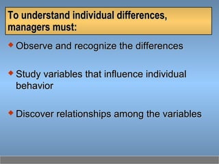 Lecture 2 individual differences & behaviors | PPT