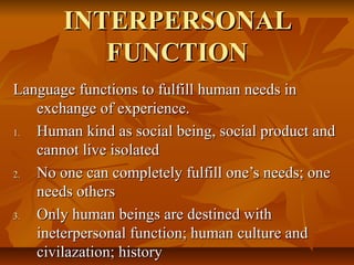 Lecture 2 interpersonal function | PPT