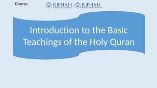 Intro to Basic Teachings of Quran.pptx... | PPT