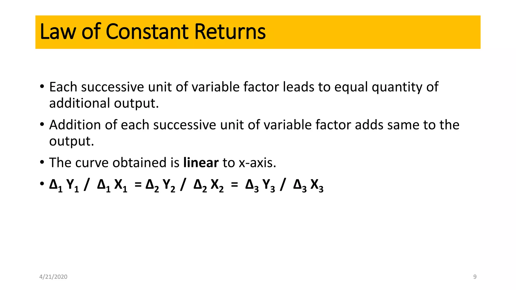 Lecture 2 - Law of Returns to a Factor | PPTX