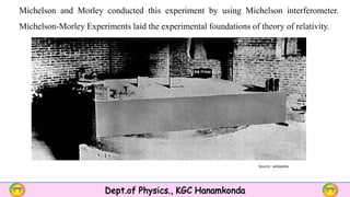 Michelson - Morley Experiment - B.Sc Physics - I Year- Mechanics | PPTX