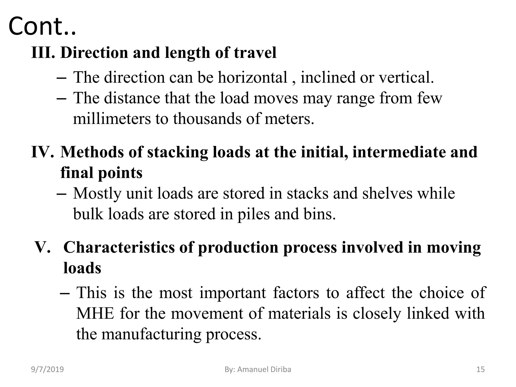 Lecture 2 Material Handling Equipment | PPTX
