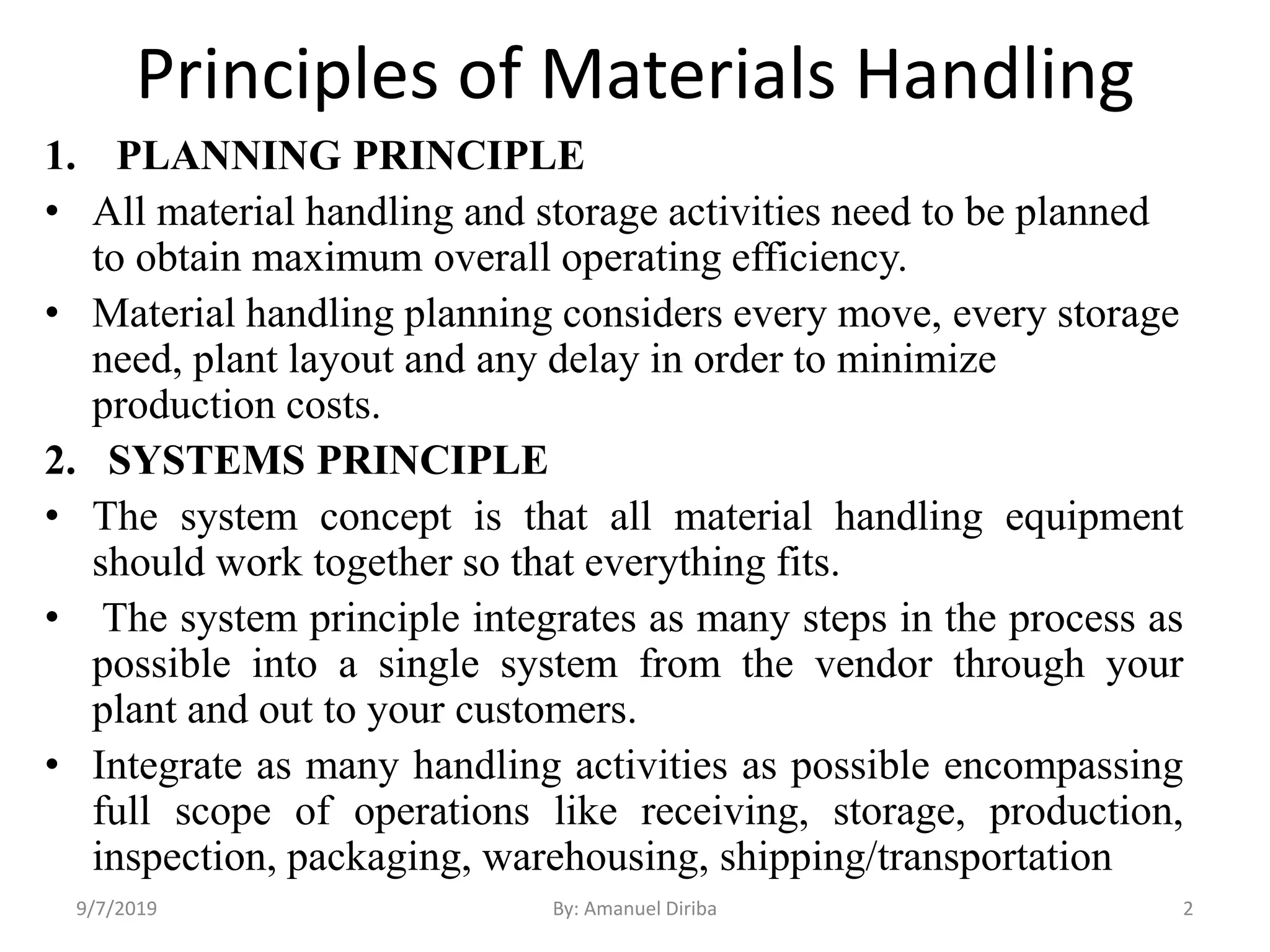Lecture 2 Material Handling Equipment | PPTX