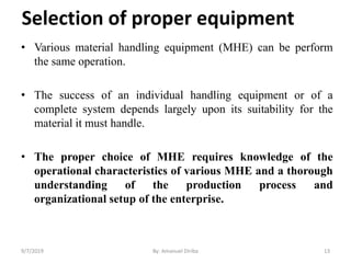 Lecture 2 Material Handling Equipment | PPTX