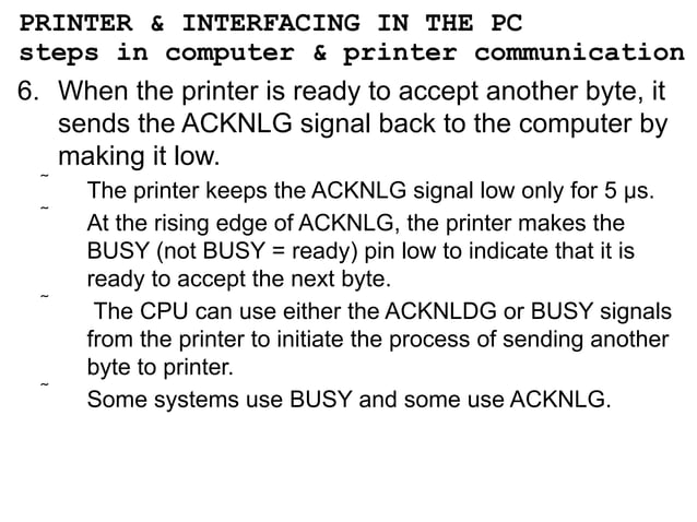 microprocessor systems Lecture 2 Parallel port | PPT