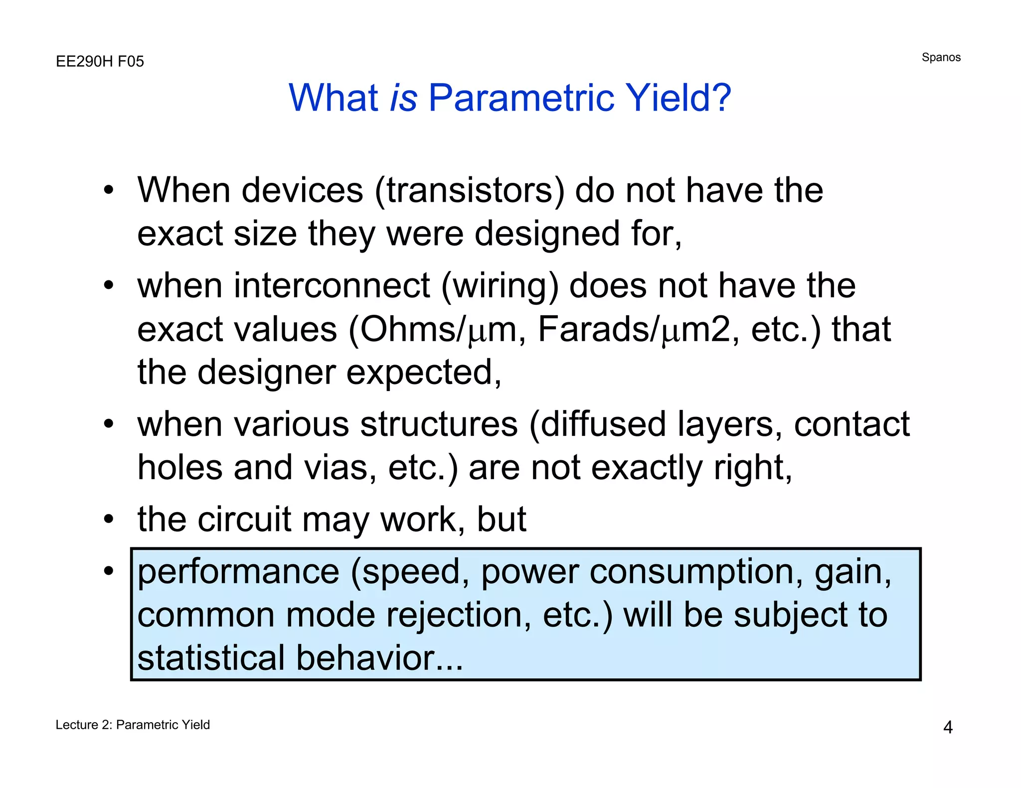 Lecture 2 Parametric Yieldpdf Computer Networking Computing