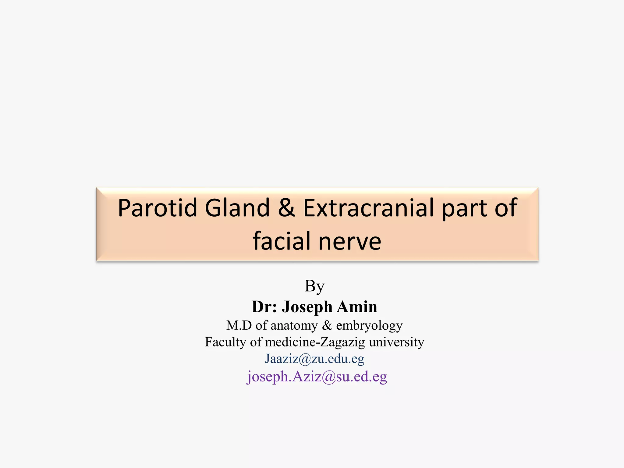 Lecture 2 (The parotid gland and the extracranial part of the facial ...