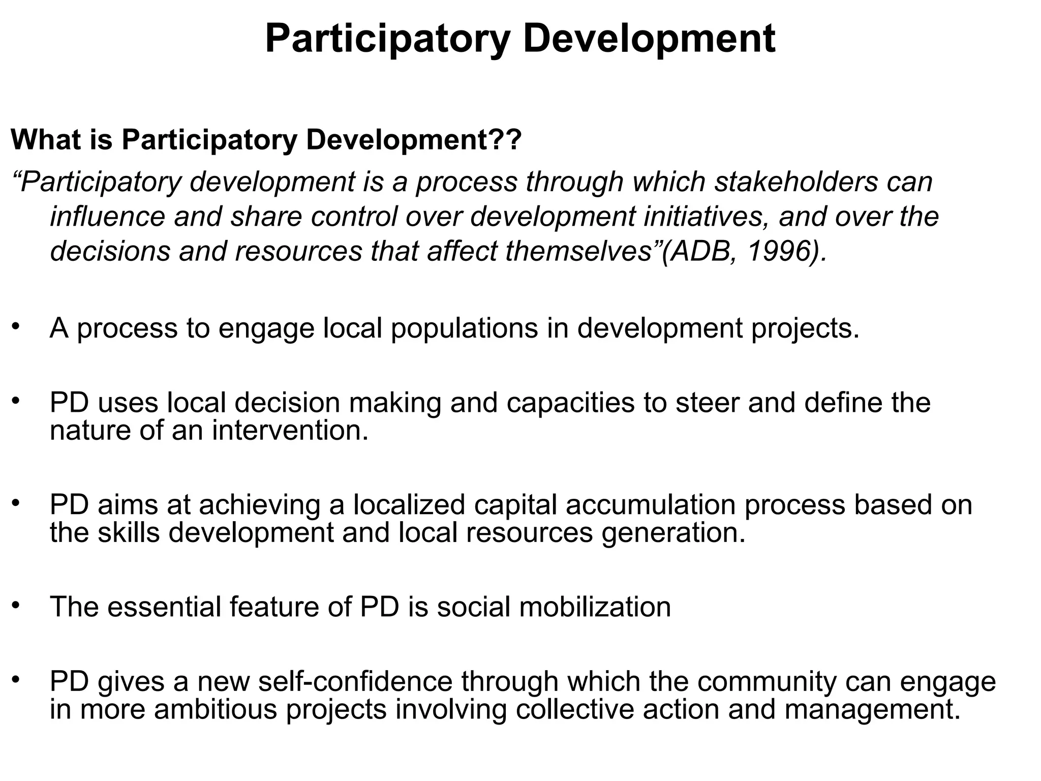 Participatory approaches to rural development | PPT