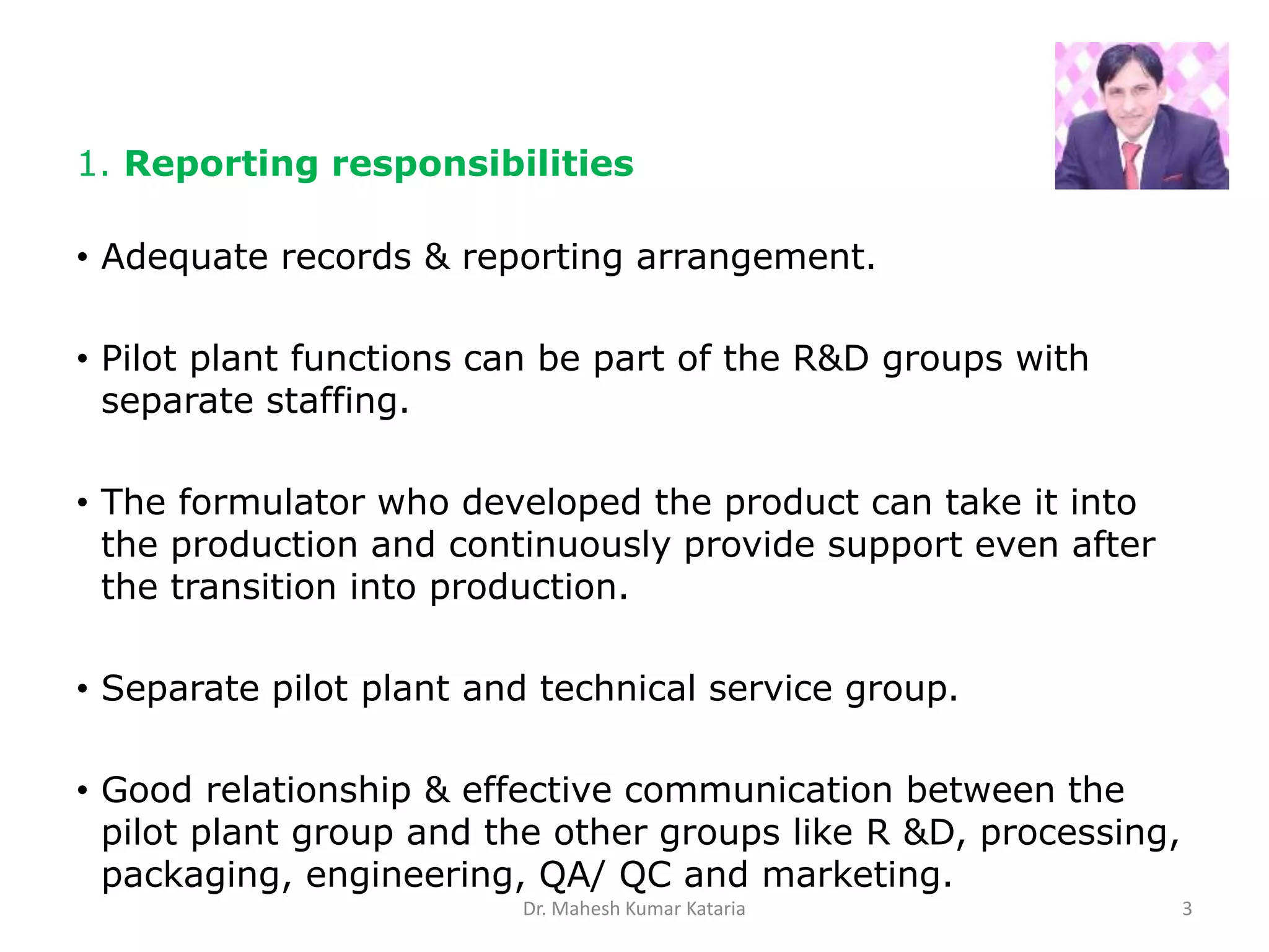 Pilot plant Scale Up Techniques: General considerations | PPT