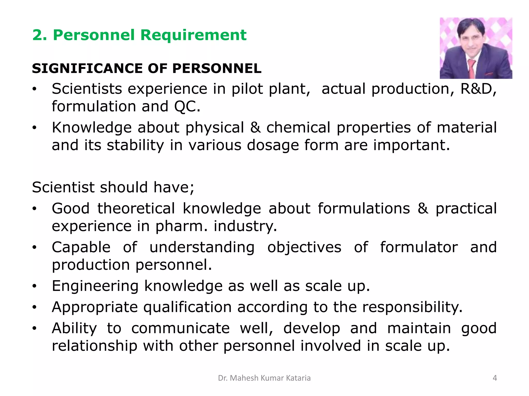 Pilot plant Scale Up Techniques: General considerations | PPT