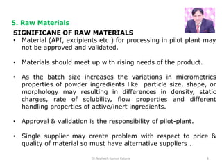 Pilot plant Scale Up Techniques: General considerations | PPT