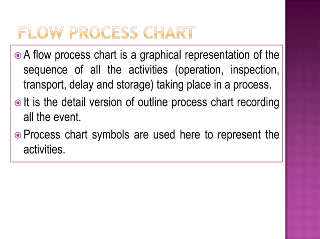 Lecture 2 process charts work study | PPTX | Chemistry | Science