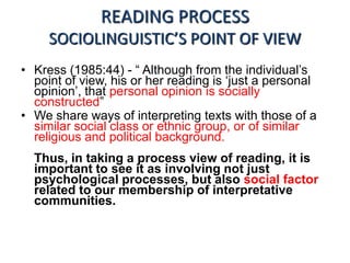 Lecture 2 reading process & models of reading | PPT