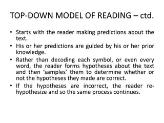 Lecture 2 reading process & models of reading | PPT