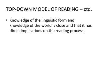 Lecture 2 reading process & models of reading | PPT