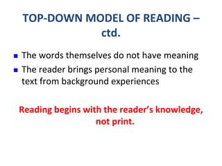 Lecture 2 reading process & models of reading | PPT