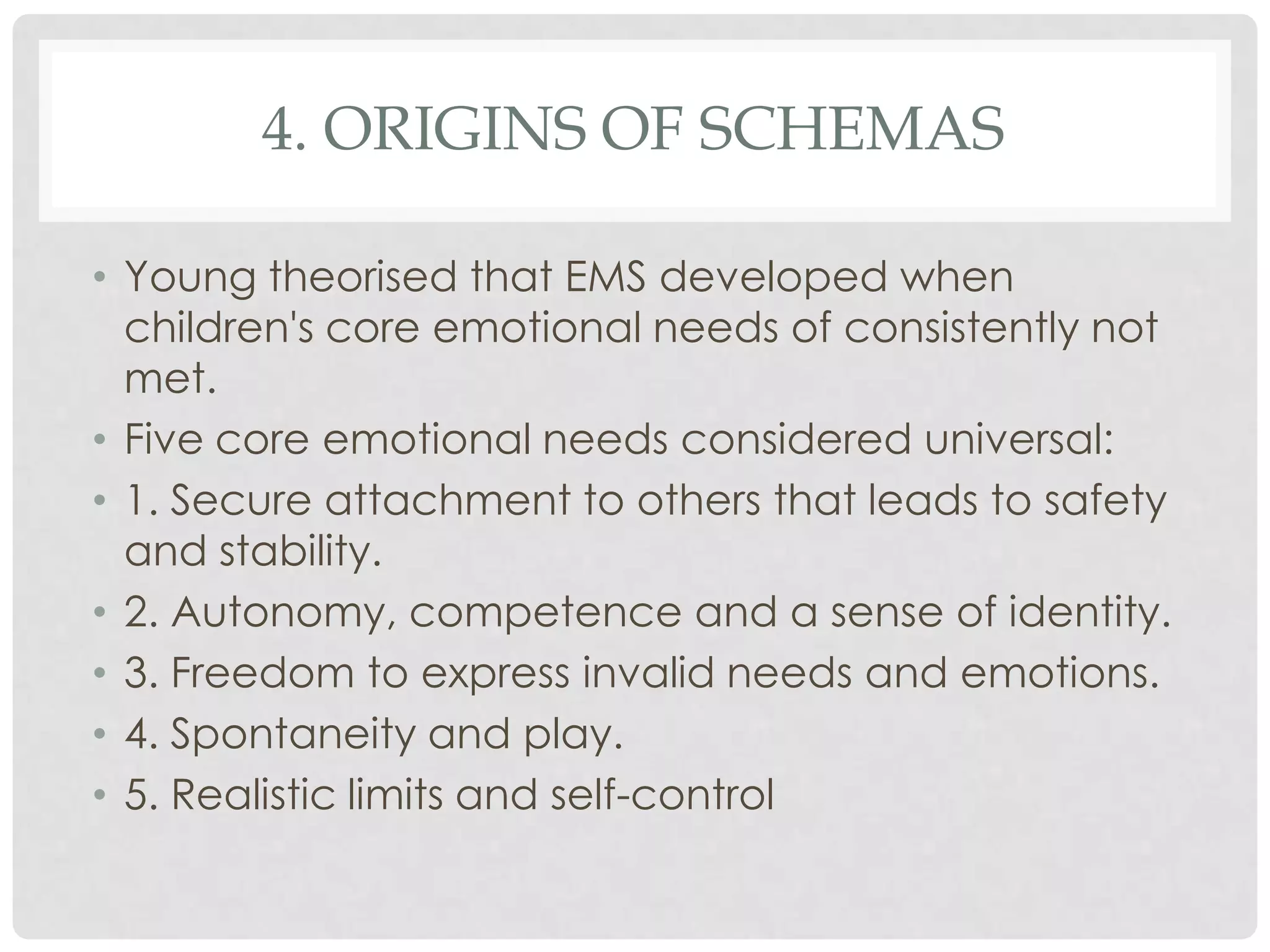 Lecture 2 schema therapy overview & early maladaptive schemas