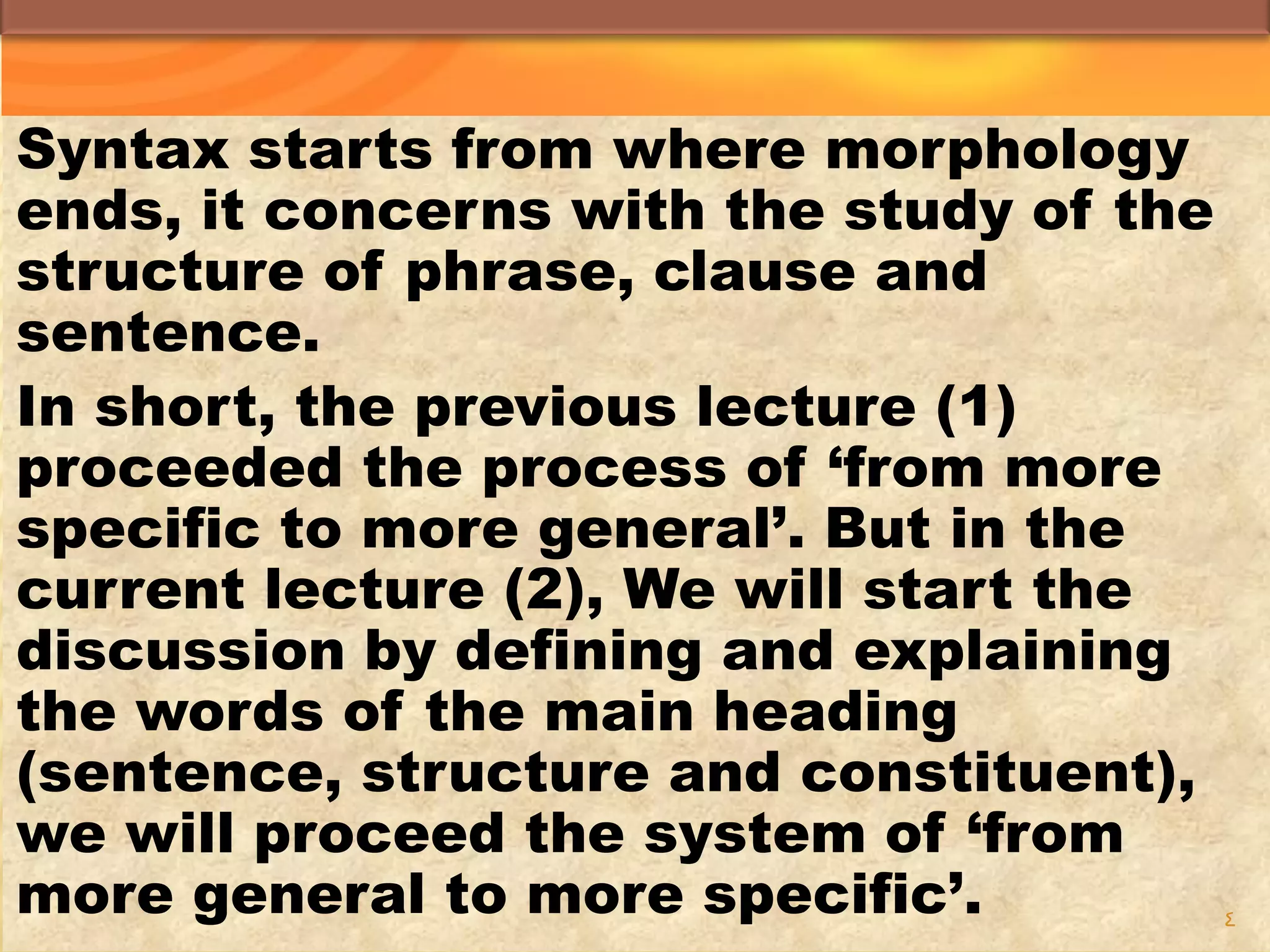 Lecture 2 sentence structure constituents | PDF