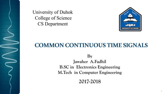 Lecture2 : Common continuous time signals | PPT