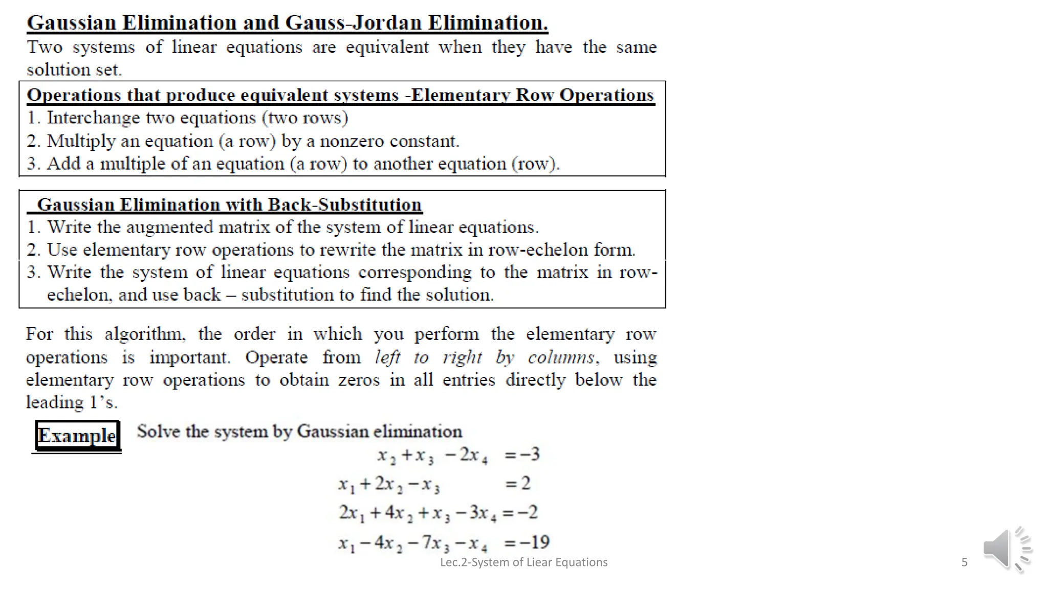 Lecture 2 System Of Linear Equations Pdf