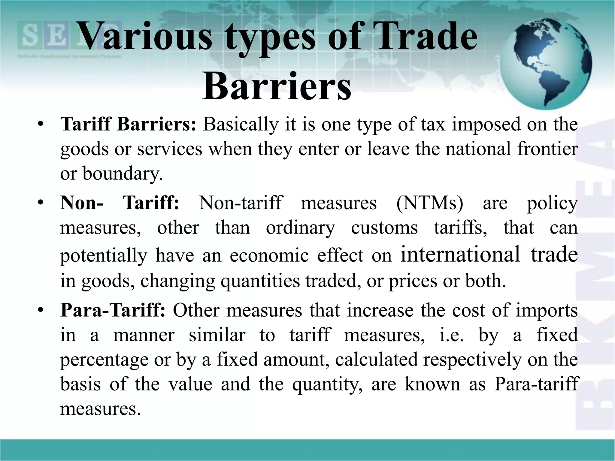 Lecture 2 - Tariff and Non-tariff Barriers to International Trade | PPTX
