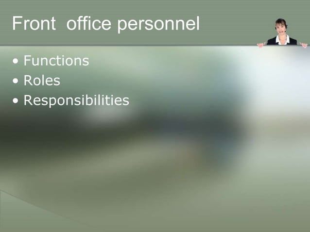 Lecture 2 THE FRONT OFFICE | PPT