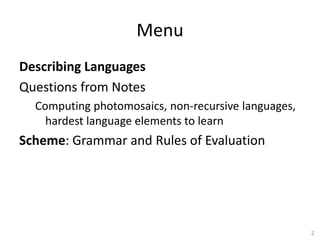 Lecture 3: Rules of Evaluation | PPTX | Programming Languages | Computing