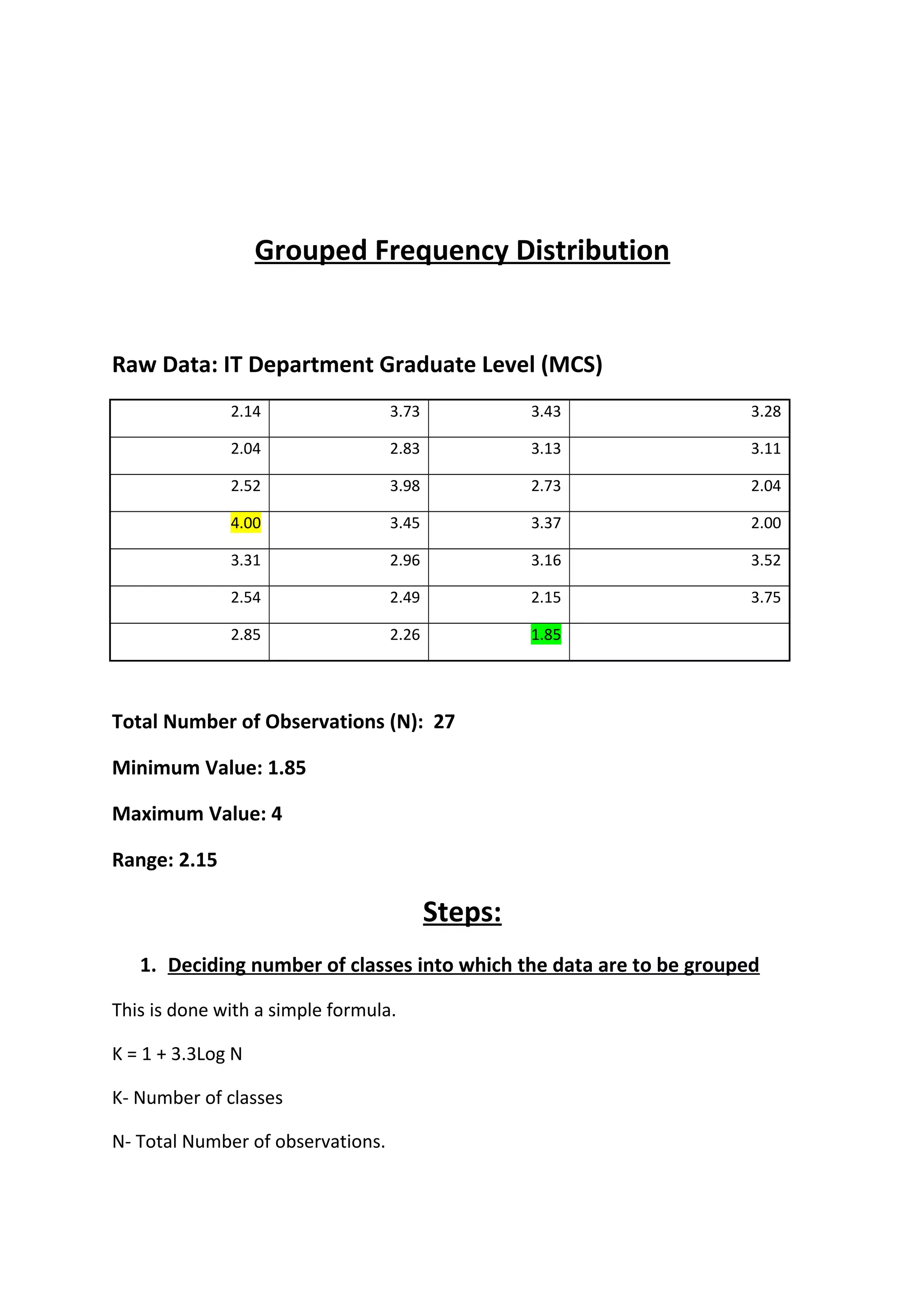 Grouped Frequency Distribution | DOC