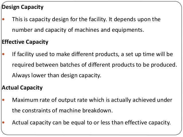 Facility Capacity & Layout Planning
