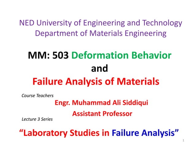 Failure Analysis : Laboratory studies | PPT