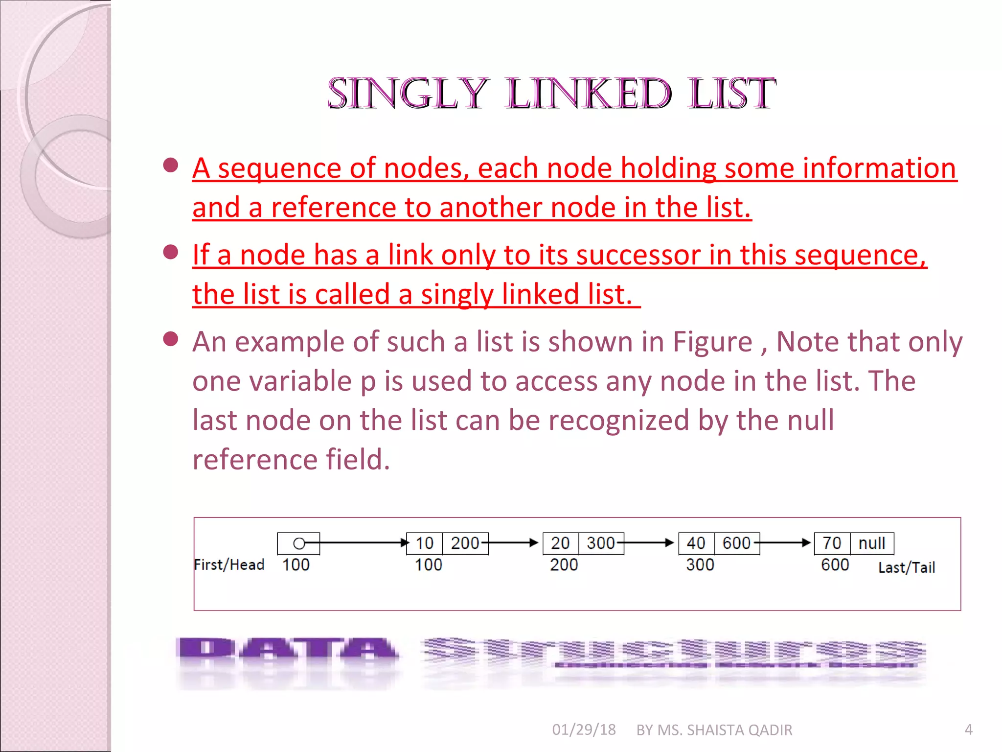 linked list | PPT | Programming Languages | Computing