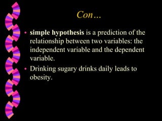 VARIABLES AND HYPOTHESES | PPTX