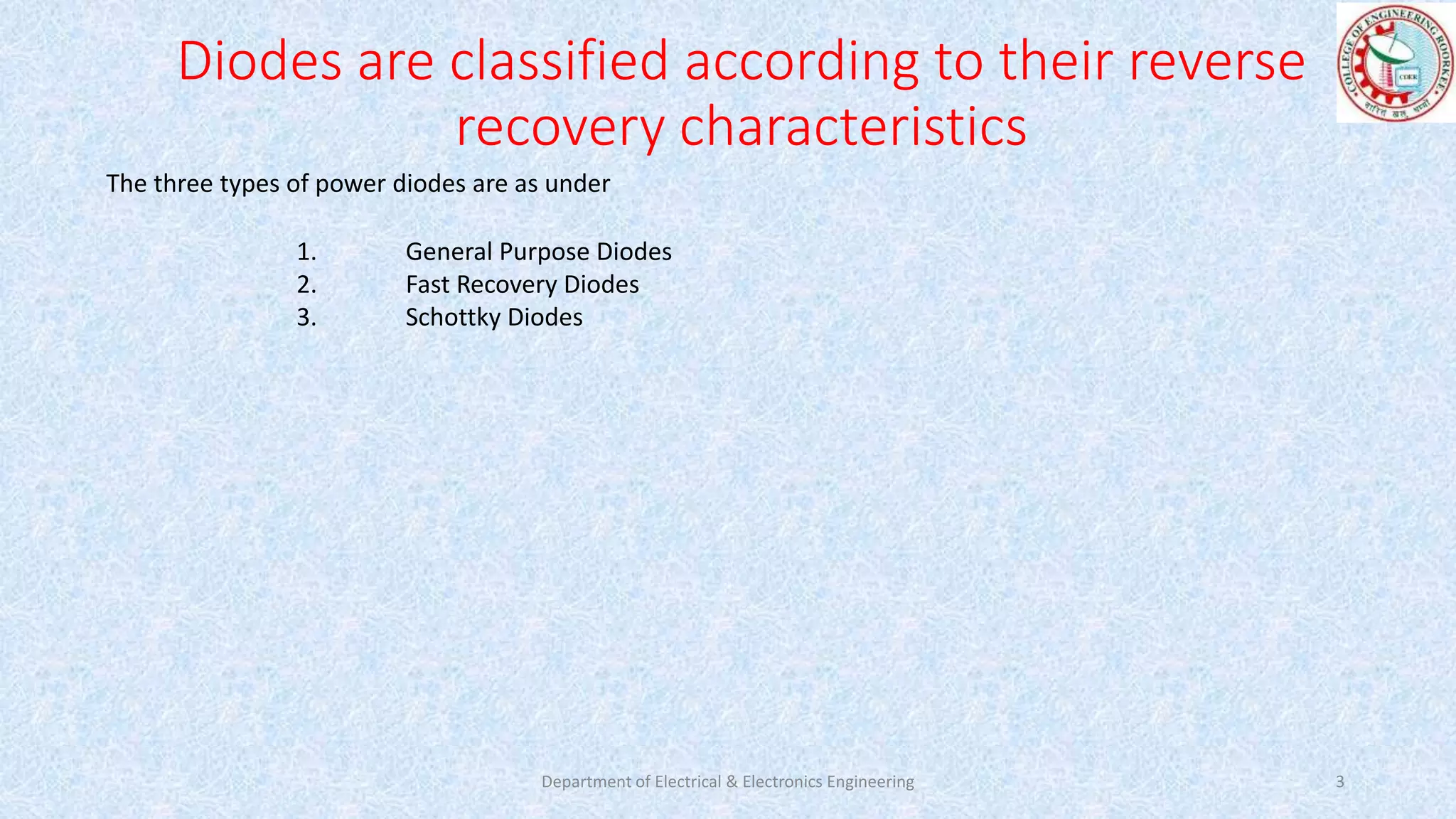 Lecture 3 Types of Power Diodes | PPT