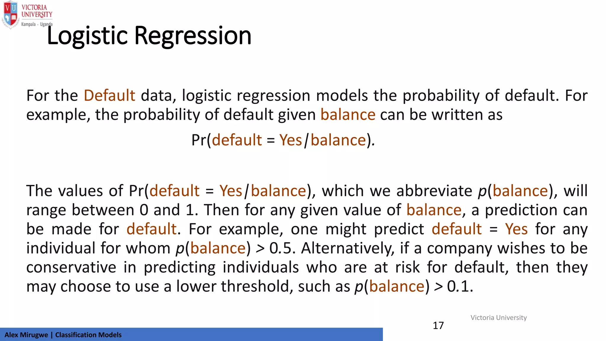 Machine Learning (Classification Models) | PPTX