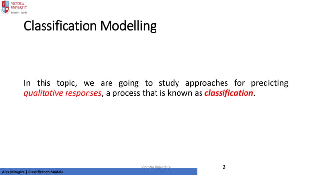 Machine Learning (Classification Models) | PPTX