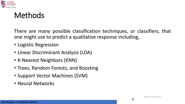 Machine Learning (Classification Models) | PPTX