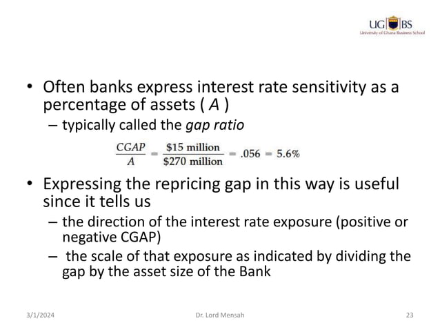 Bank Interest Rate Risk Measures, Gap and Duration.pptx