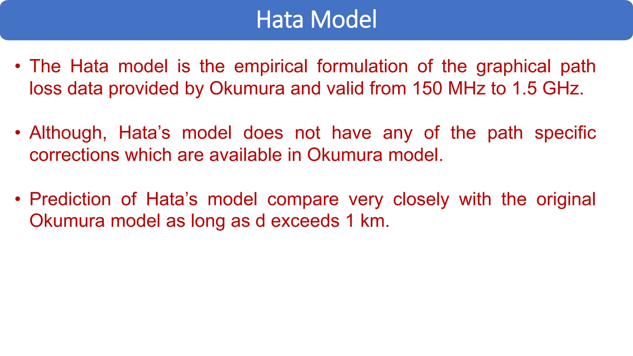 Path loss model, OKUMURA Model, Hata Model | PPTX