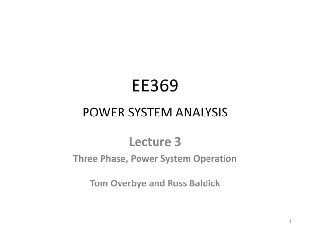 Power system analysis three phase system and power system operation | PPT