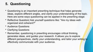 prewriting techniques prewriting techniques | PPT