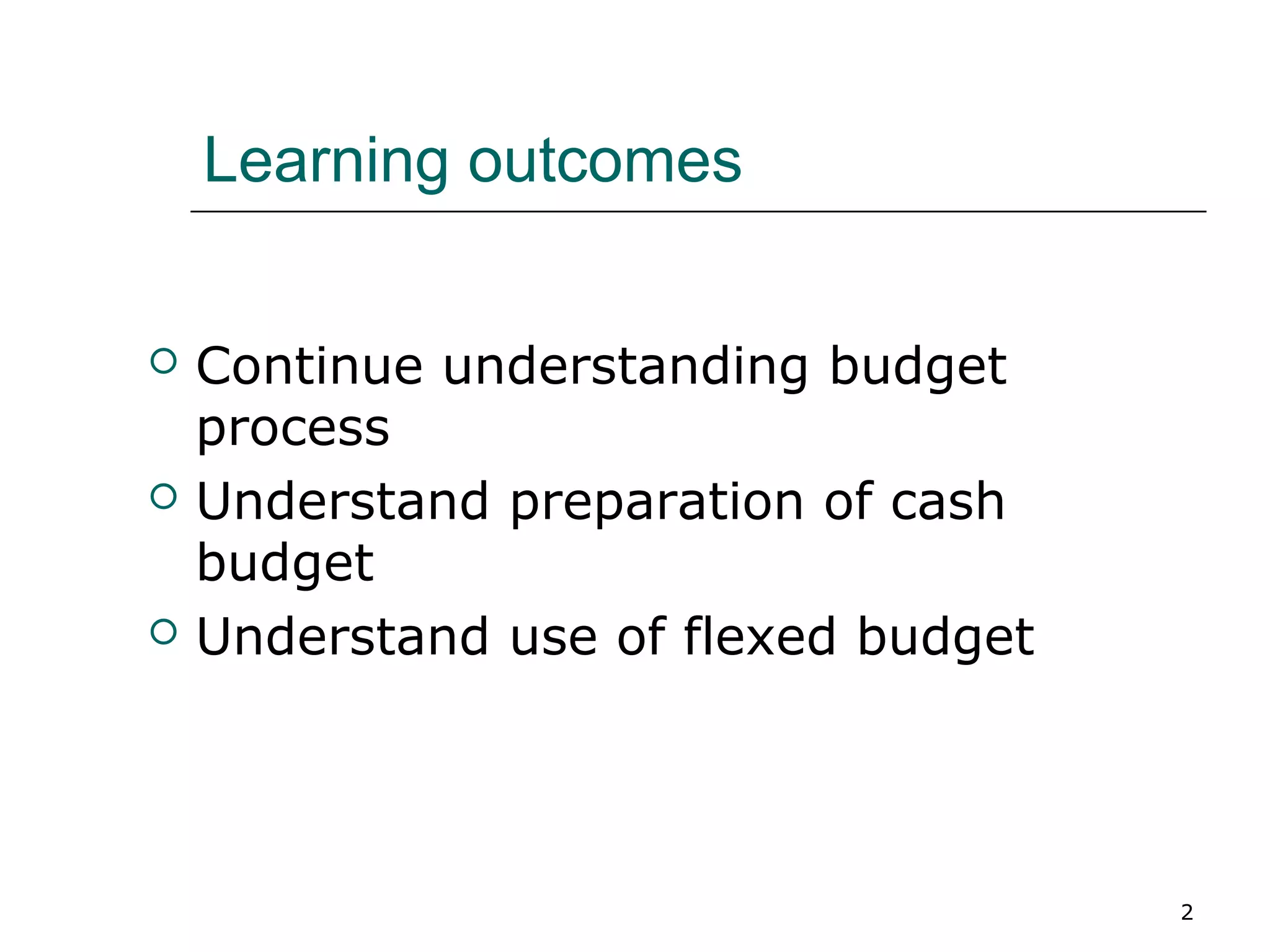 budgets and budgetary control | PPT