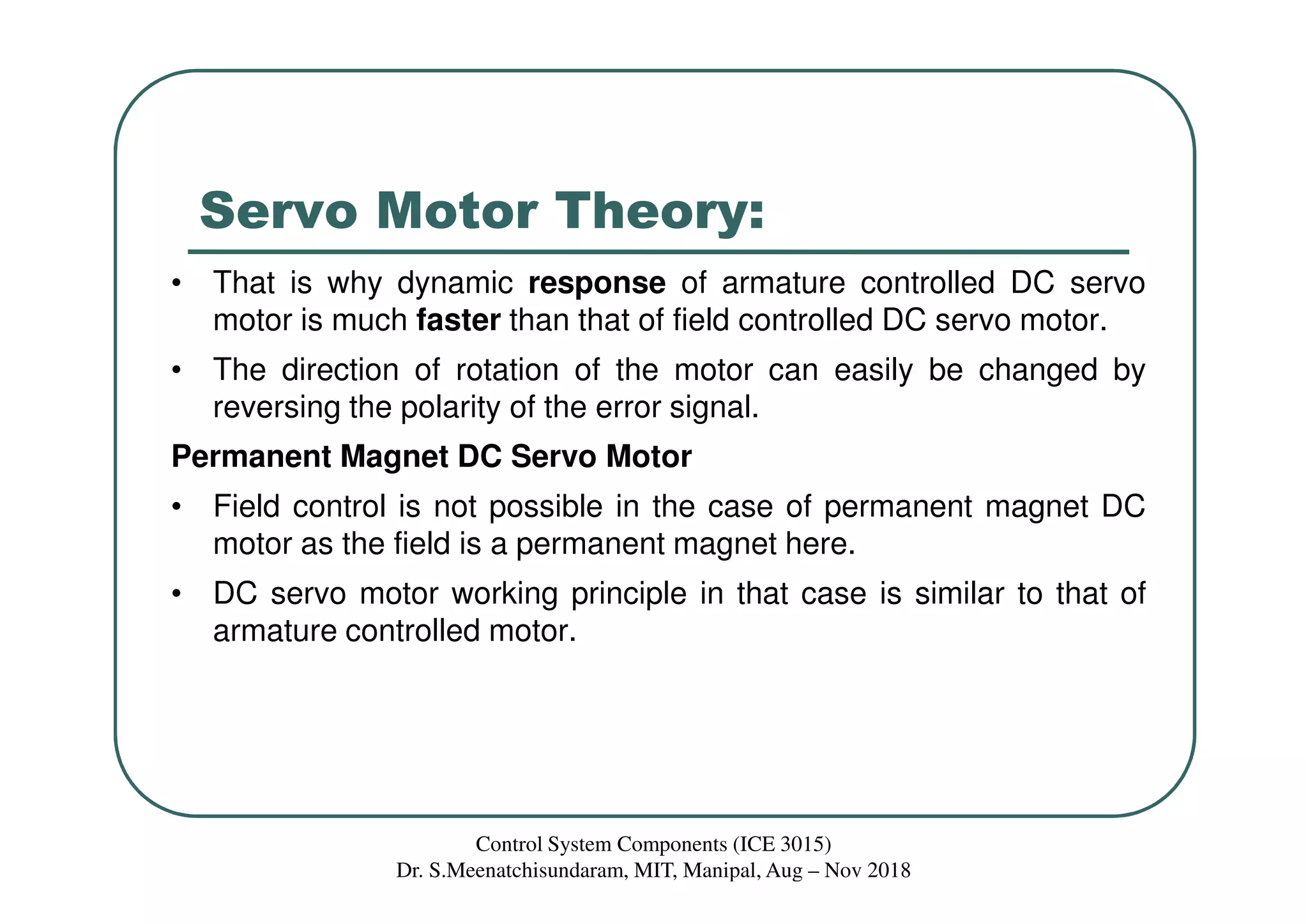 Lecture 3 Construction, Classification & Theory of Servomotors | PDF