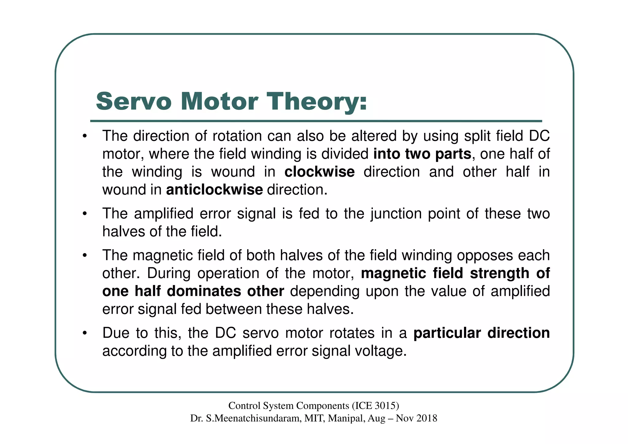 Lecture 3 Construction, Classification & Theory of Servomotors | PDF